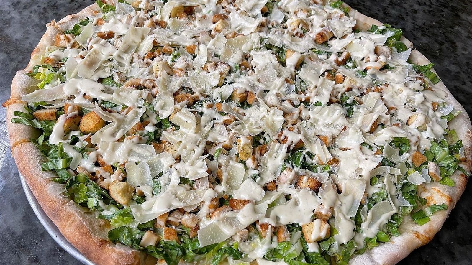 Chicken Caesar Salad Pizza Looks Deliciously Messy