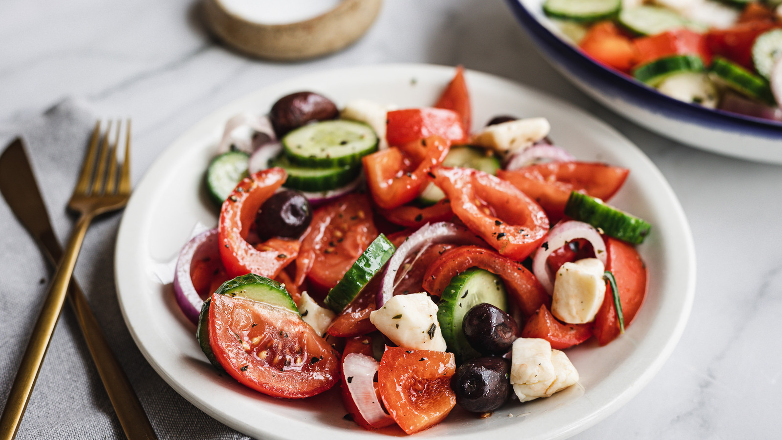 Greek-Ish Salad With Marinated Cheese Curds Recipe
