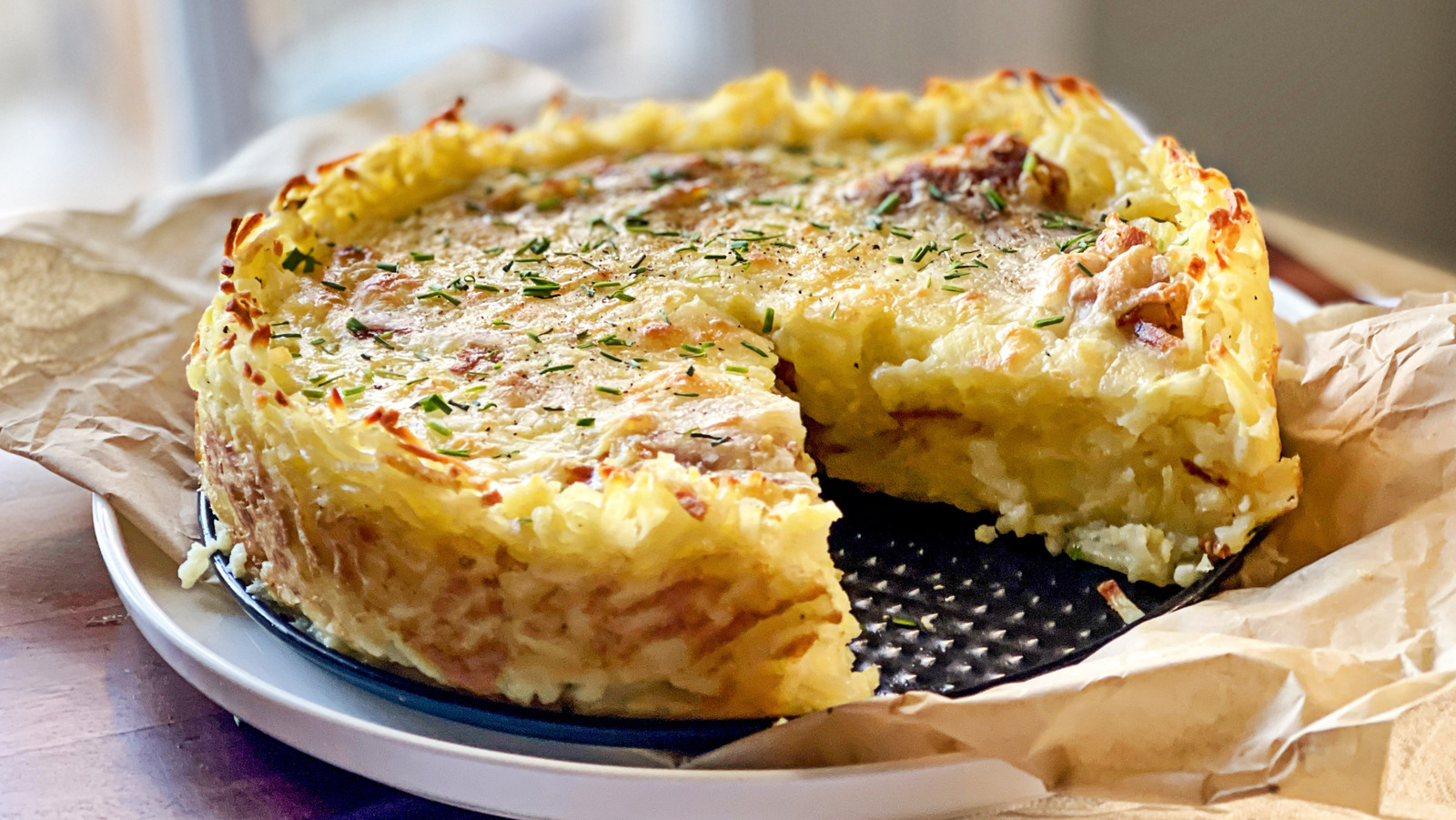 Spanish Tortilla-Inspired Quiche With Hashbrown Crust Recipe